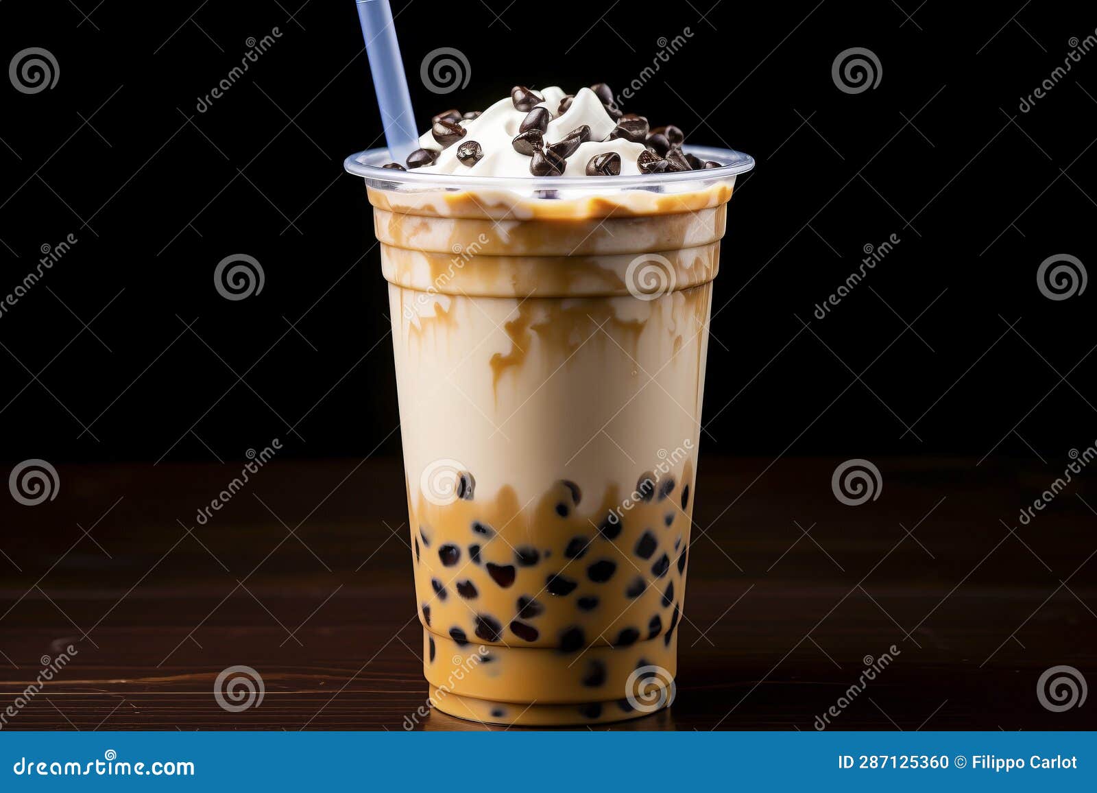 Refreshing Bubble Tea Glass Stock Photo - Image of serving, creamy ...