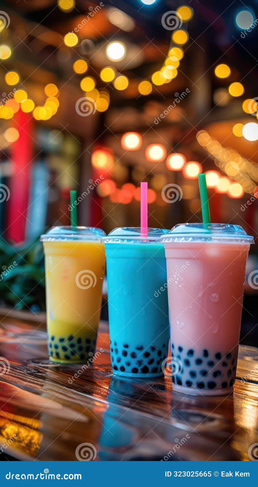Refreshing Bubble Tea Trio Three Colorful Bubble Tea Drinks Featuring ...