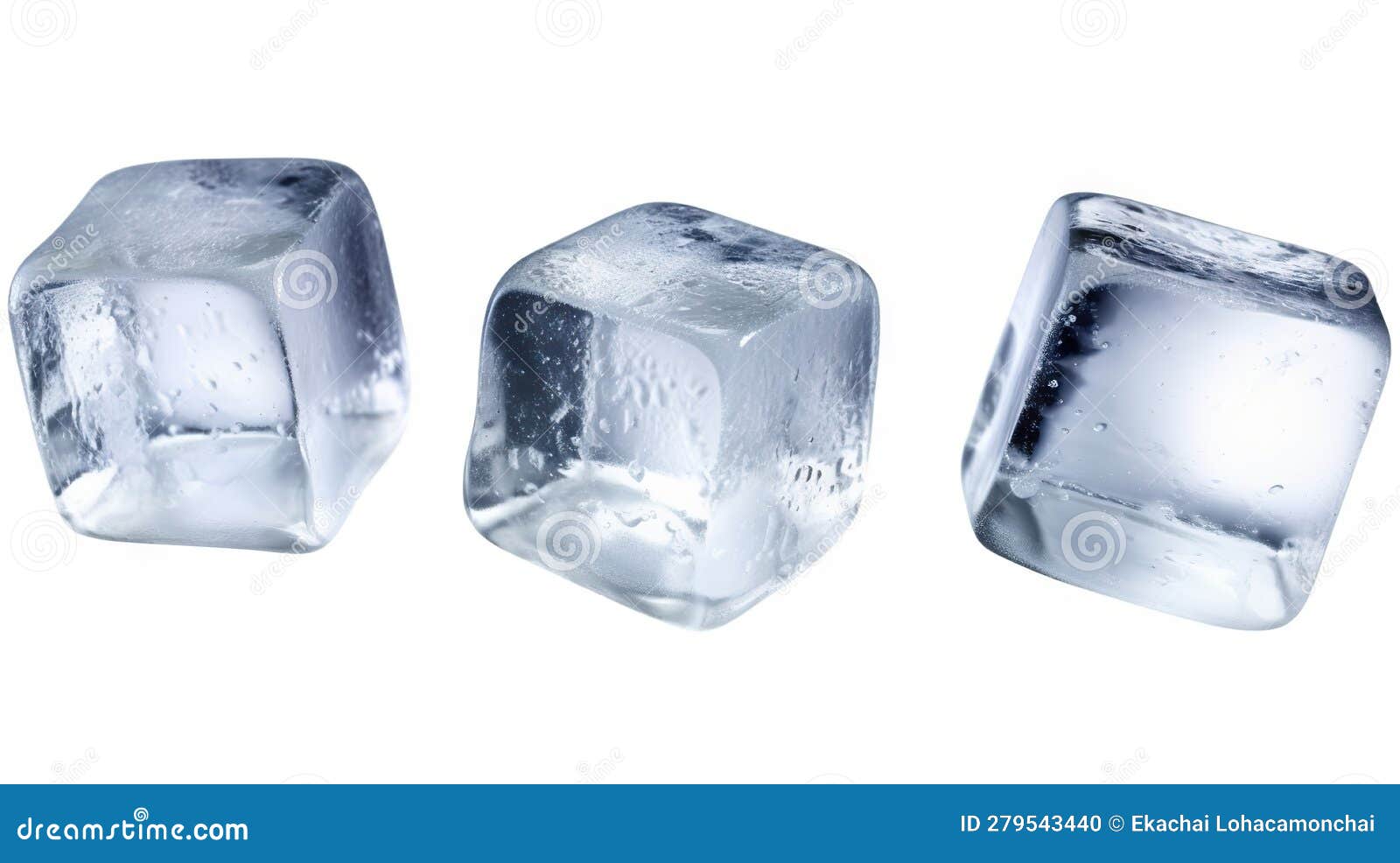 Refreshing Chills Three Ice Cubes Cut Out on Solid White Background ...