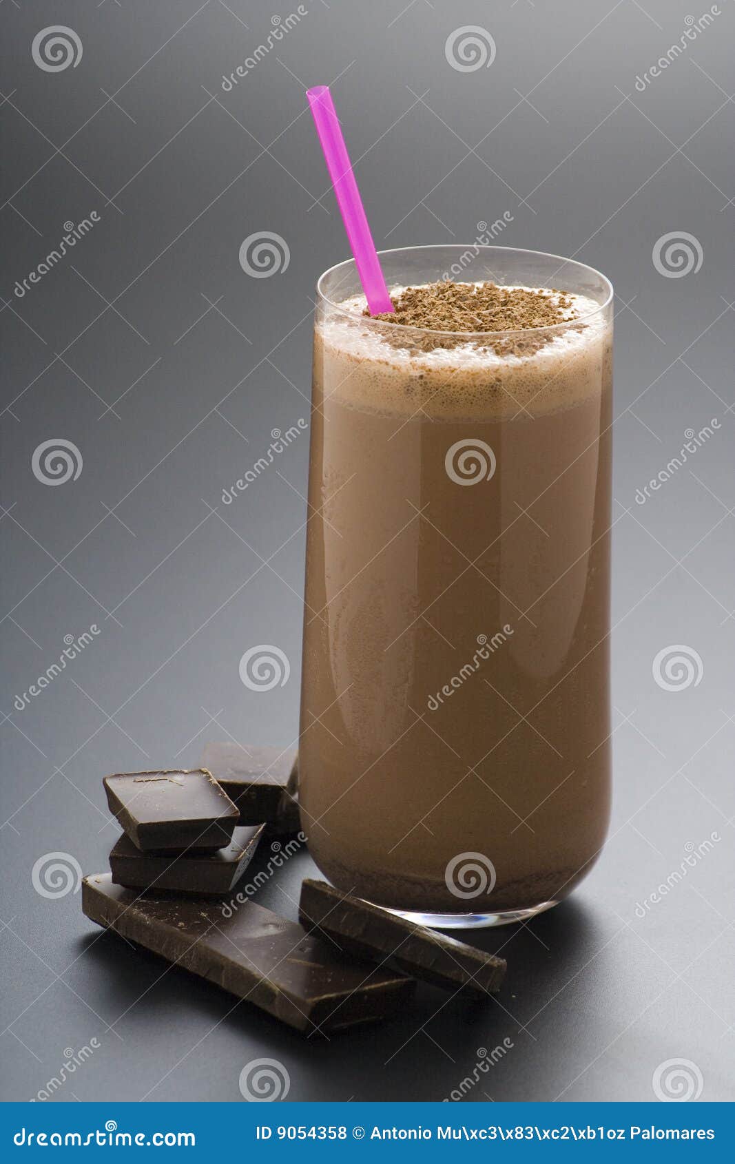 Refreshing Chocolate Shake with Chocolate Birutes Stock Photo - Image ...