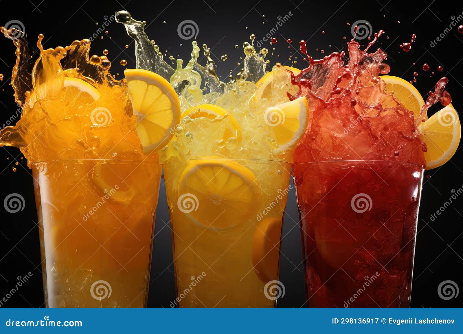 Refreshing Citrus Symphony: Energetic Splashes of Lemonade in Glasses ...