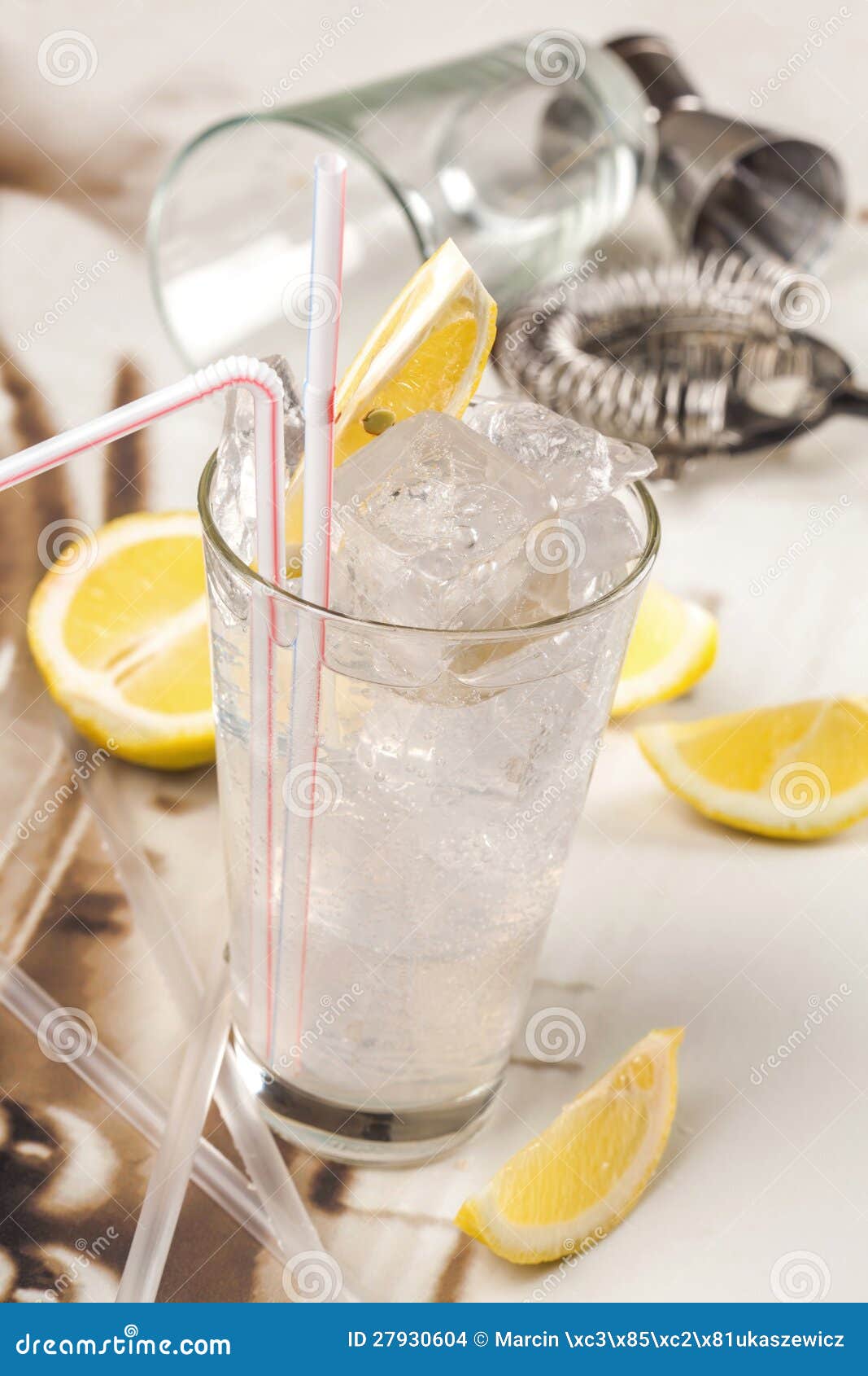 Refreshing Clear, Lemon Drink Stock Photo - Image of alcohol, cold ...
