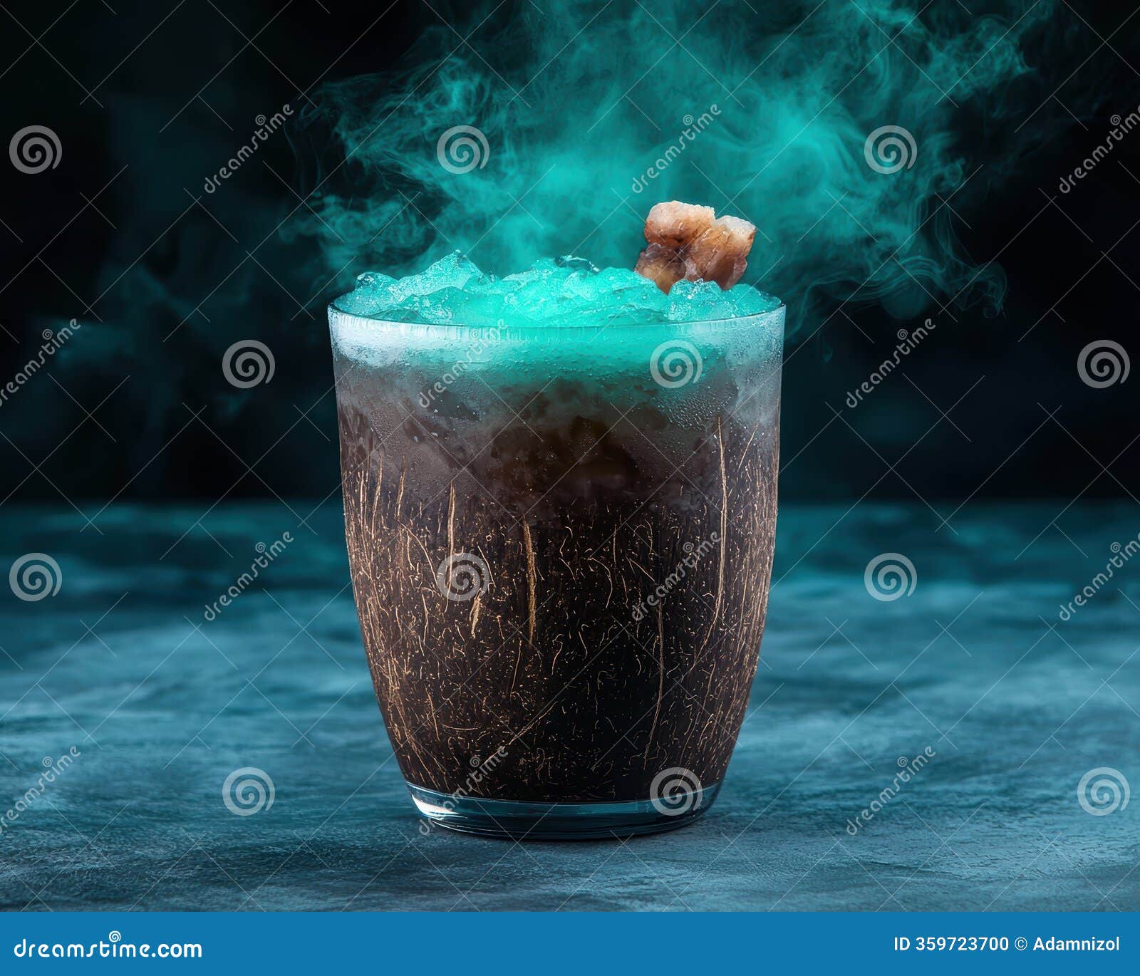 A Refreshing Cocktail with a Mysterious Blue Smoke Effect. Stock ...