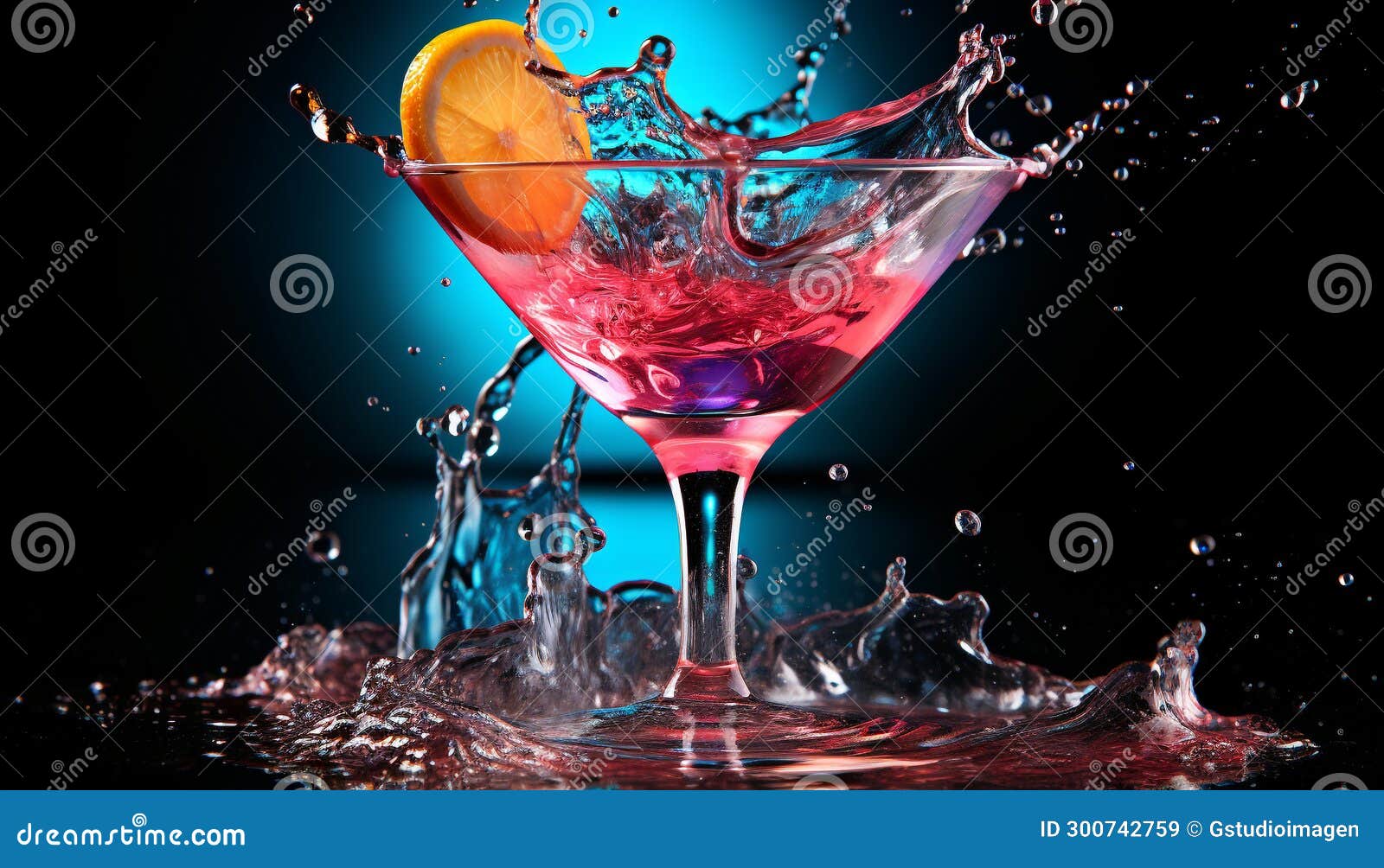 Refreshing Cocktail Splashing in a Transparent Drinking Glass Generated ...