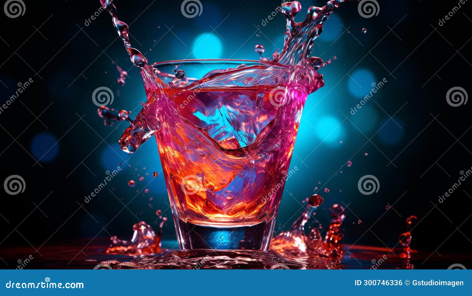 Refreshing Cocktail Splashing in a Transparent Drinking Glass Generated ...