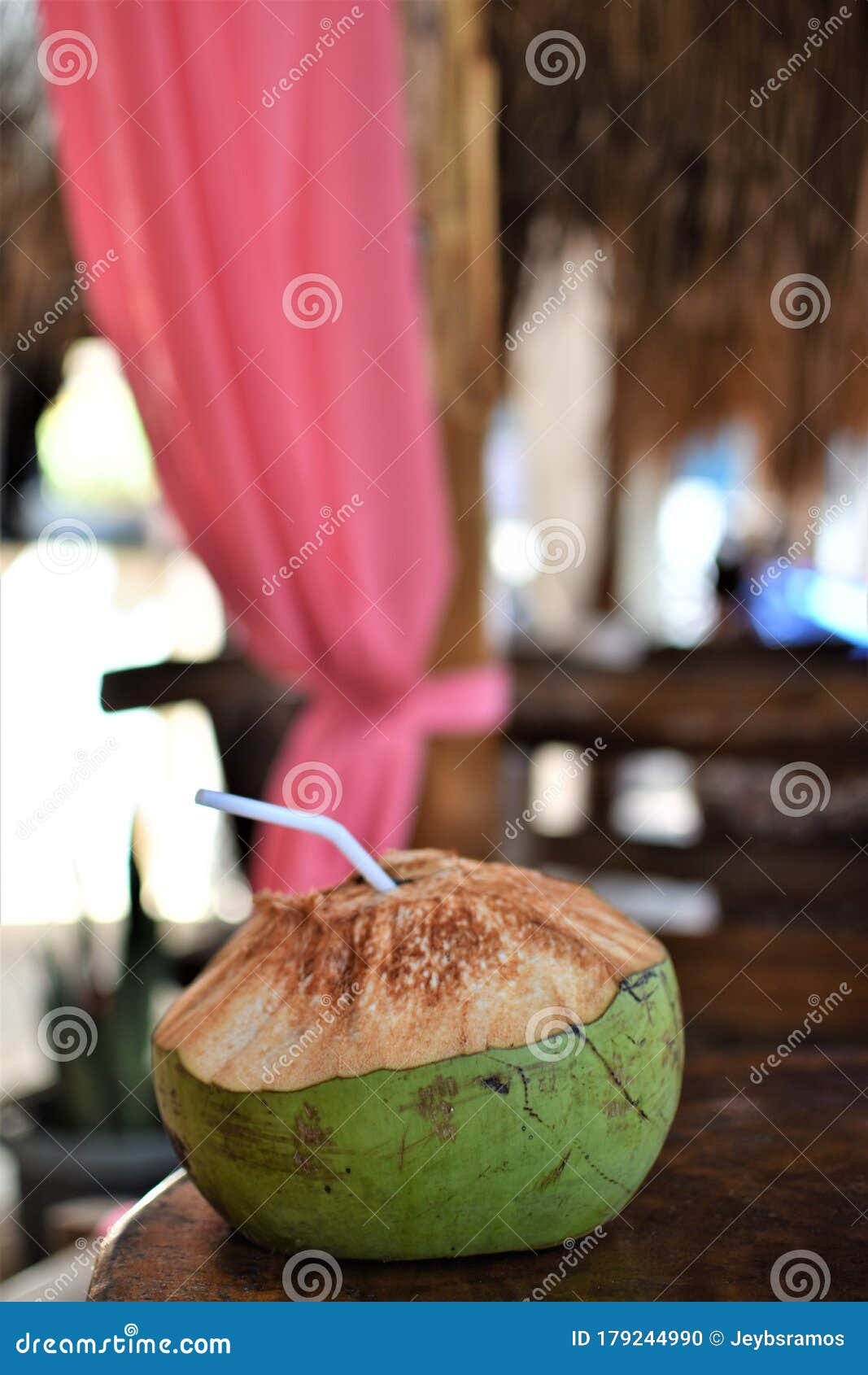 Refreshing Coconut Water Served with the Shell Stock Photo - Image of ...