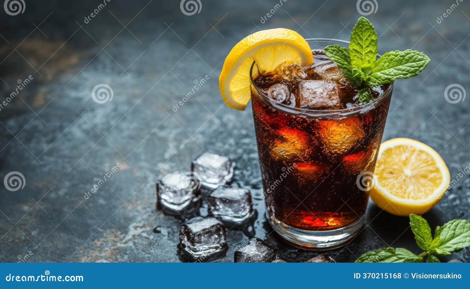 Refreshing Cola With Ice And Smoke Effect A Glass Of Cola With Ice ...