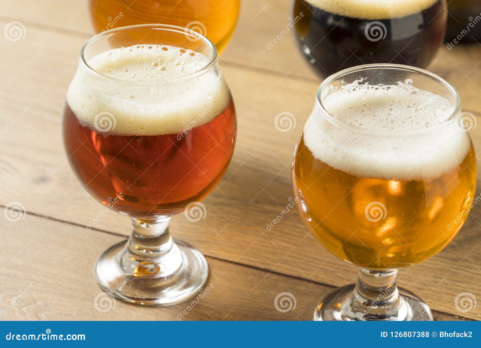 Refreshing Cold Beer Flight Stock Photo - Image of pilsner, carbonated ...