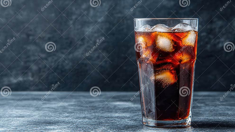 Refreshing Cold Cola Drink with Ice Cubes Stock Illustration ...