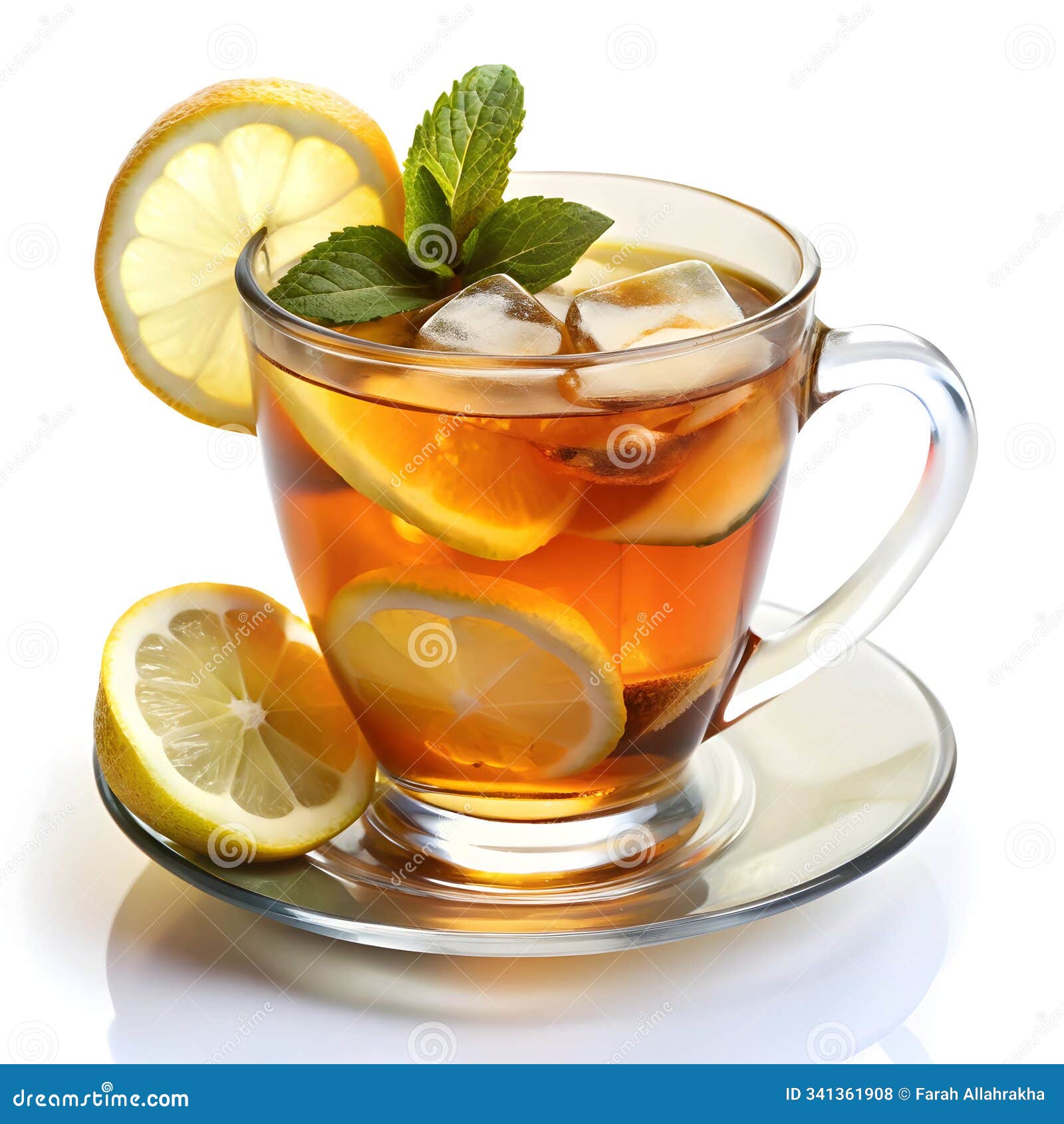 A Refreshing Cup of Iced Tea Displayed Against a White Background Stock ...