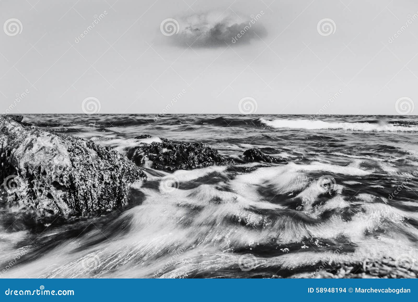 A Refreshing Day at the Sea Stock Photo - Image of monochromatic ...