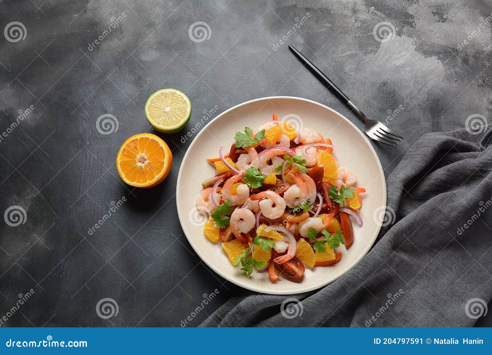 Refreshing Dish of Fish in Citrus Juice. Peruvian Shrimp, Prawn Ceviche ...