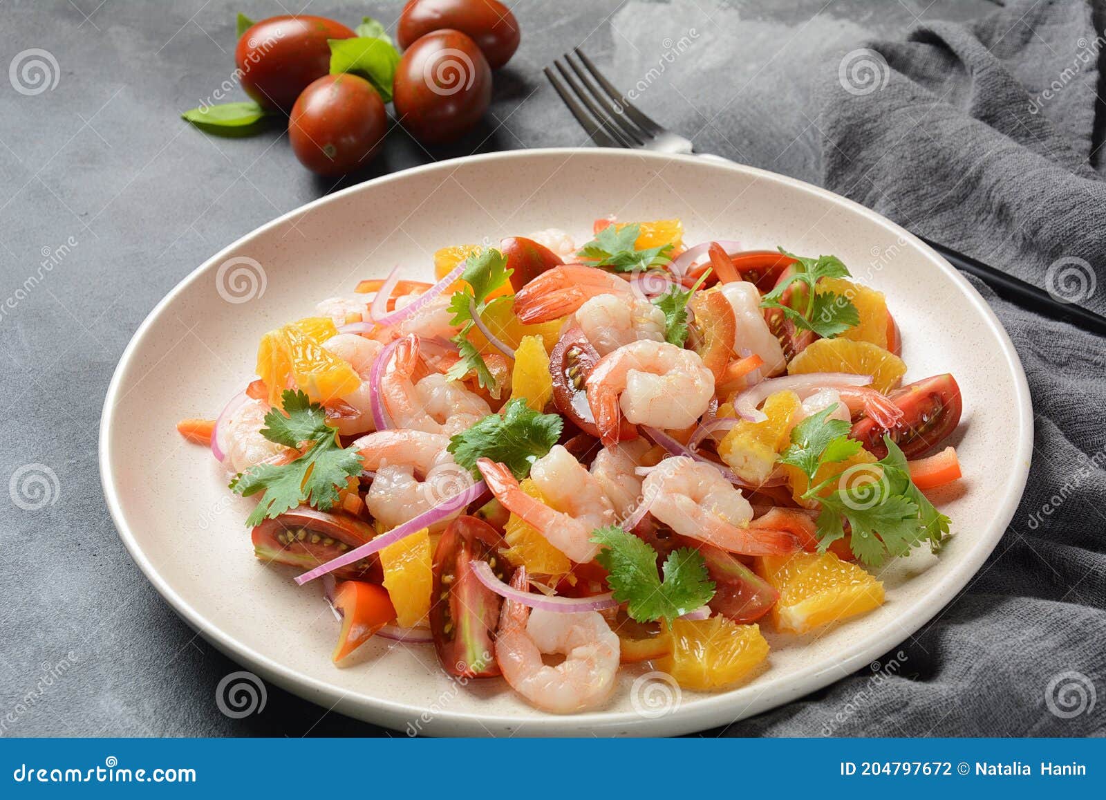Refreshing Dish of Fish in Citrus Juice. Peruvian Shrimp, Prawn Ceviche ...