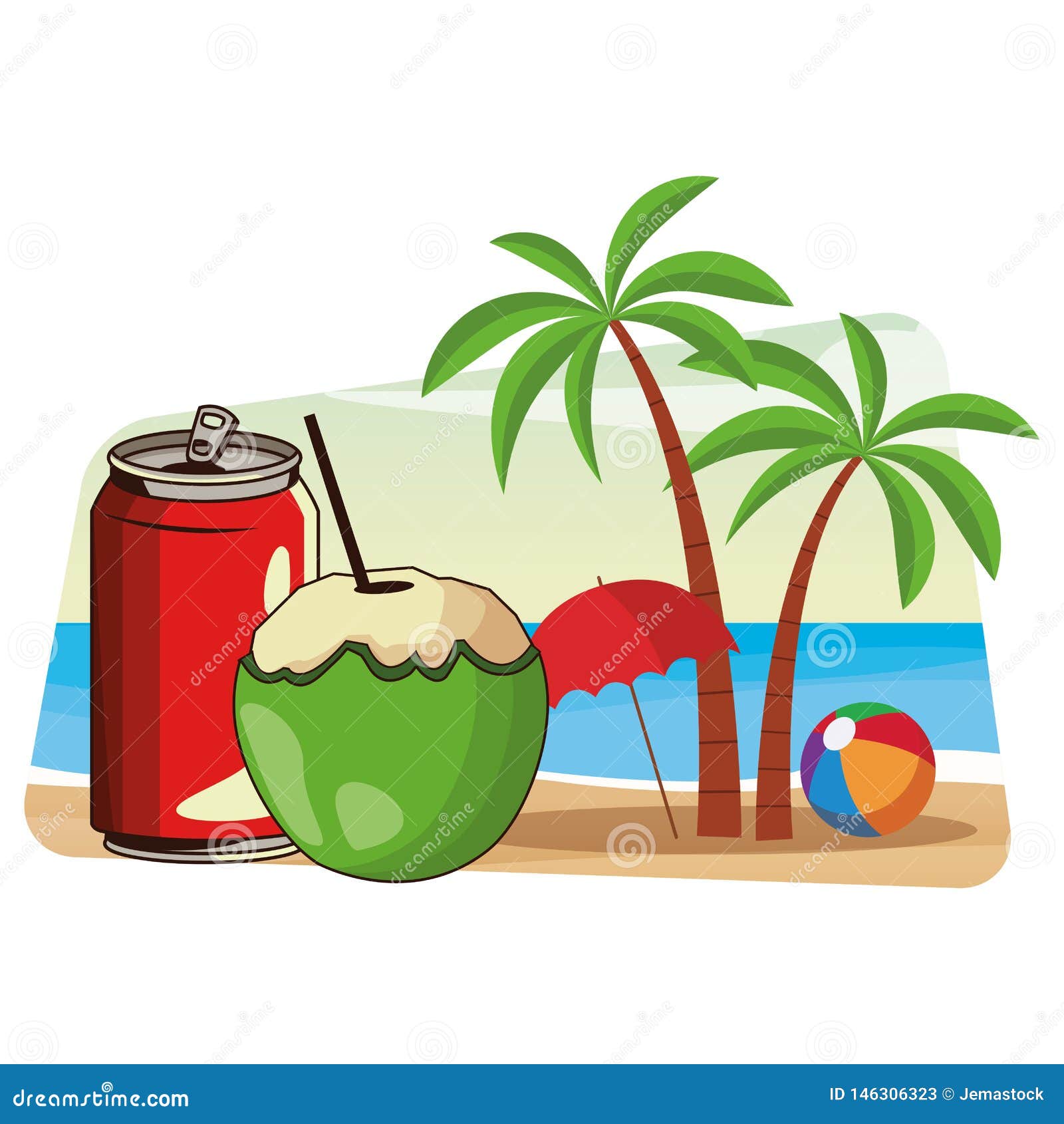 Refreshing drinks cartoon stock vector. Illustration of happy - 146306323