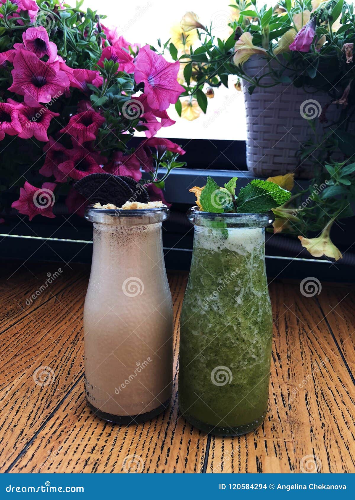 Refreshing Drinks Coffee and Citrus Lemonade in Cafe Stock Photo ...
