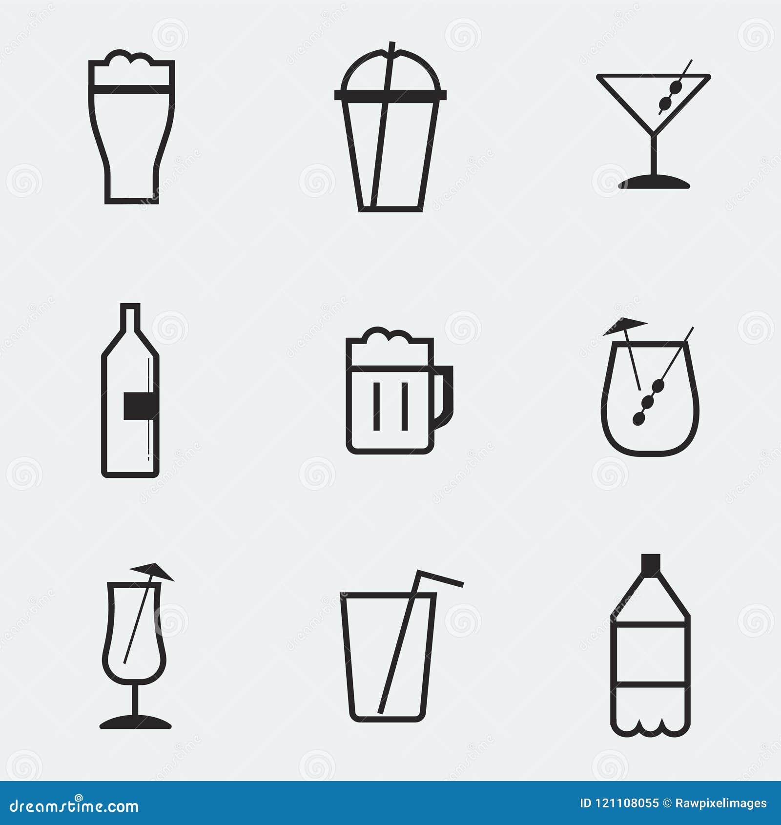 Refreshing Drinks Icons Collection Illustration Stock Vector ...