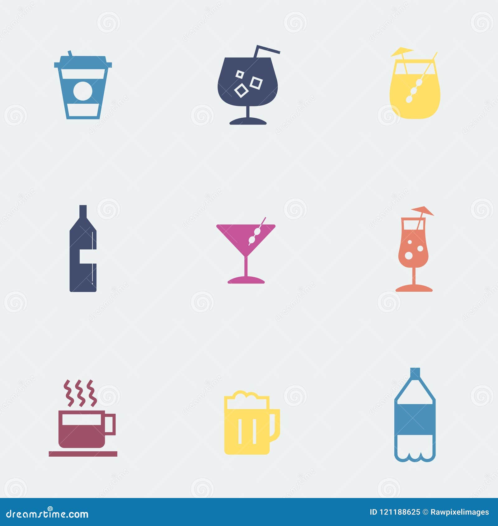 Refreshing Drinks Icons Collection Illustration Cartoon Vector ...