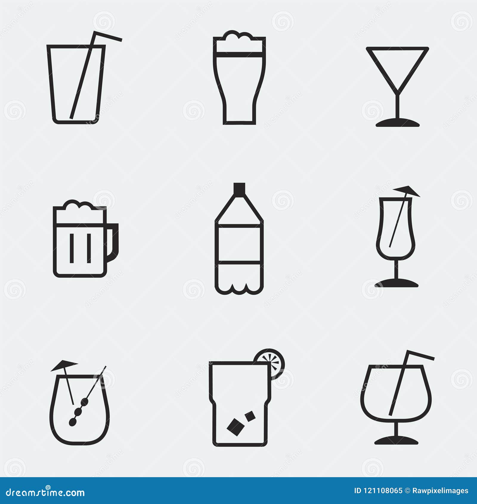 Refreshing Drinks Icons Collection Illustration Stock Vector ...