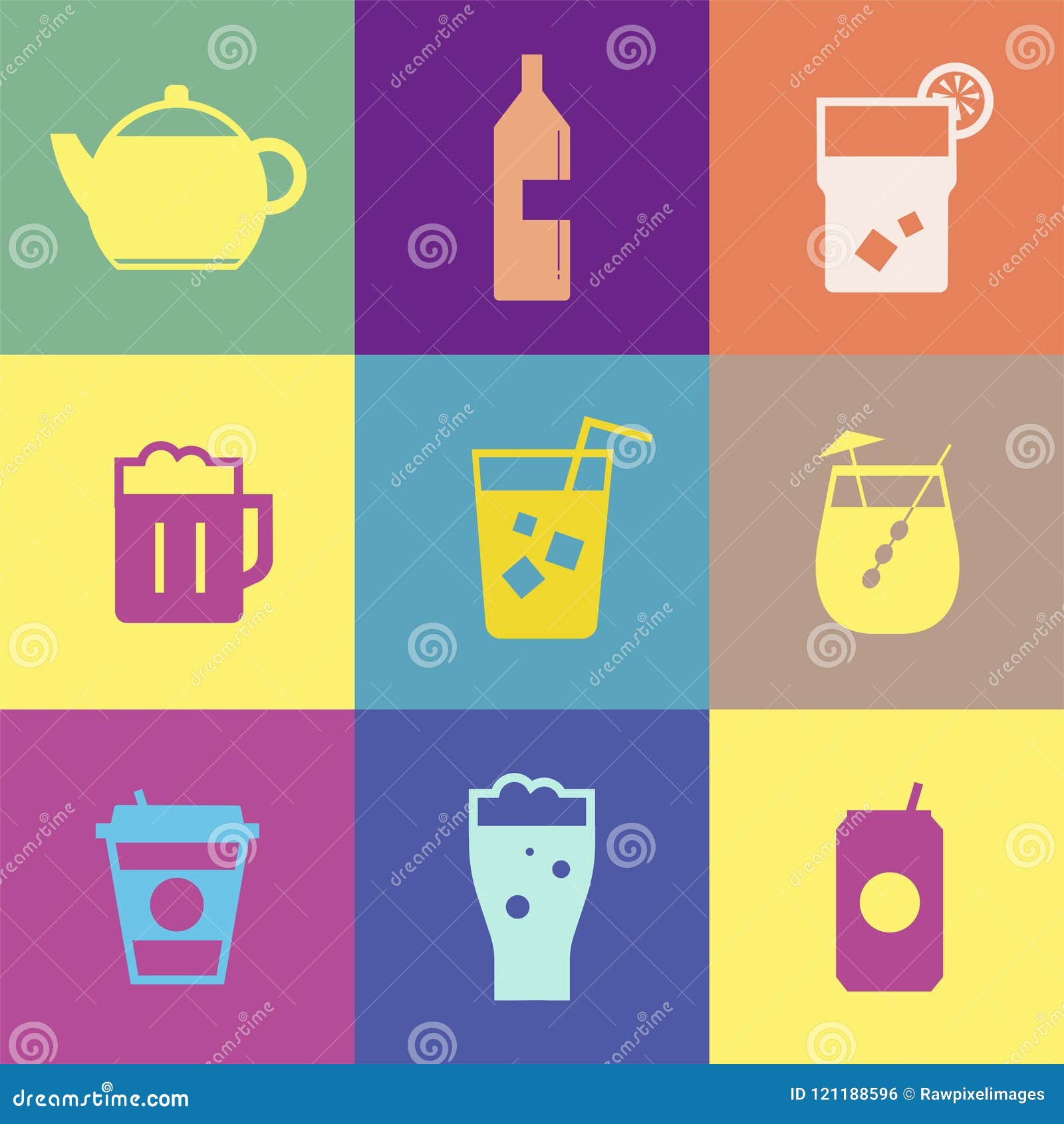 Refreshing Drinks Icons Collection Illustration Stock Vector ...