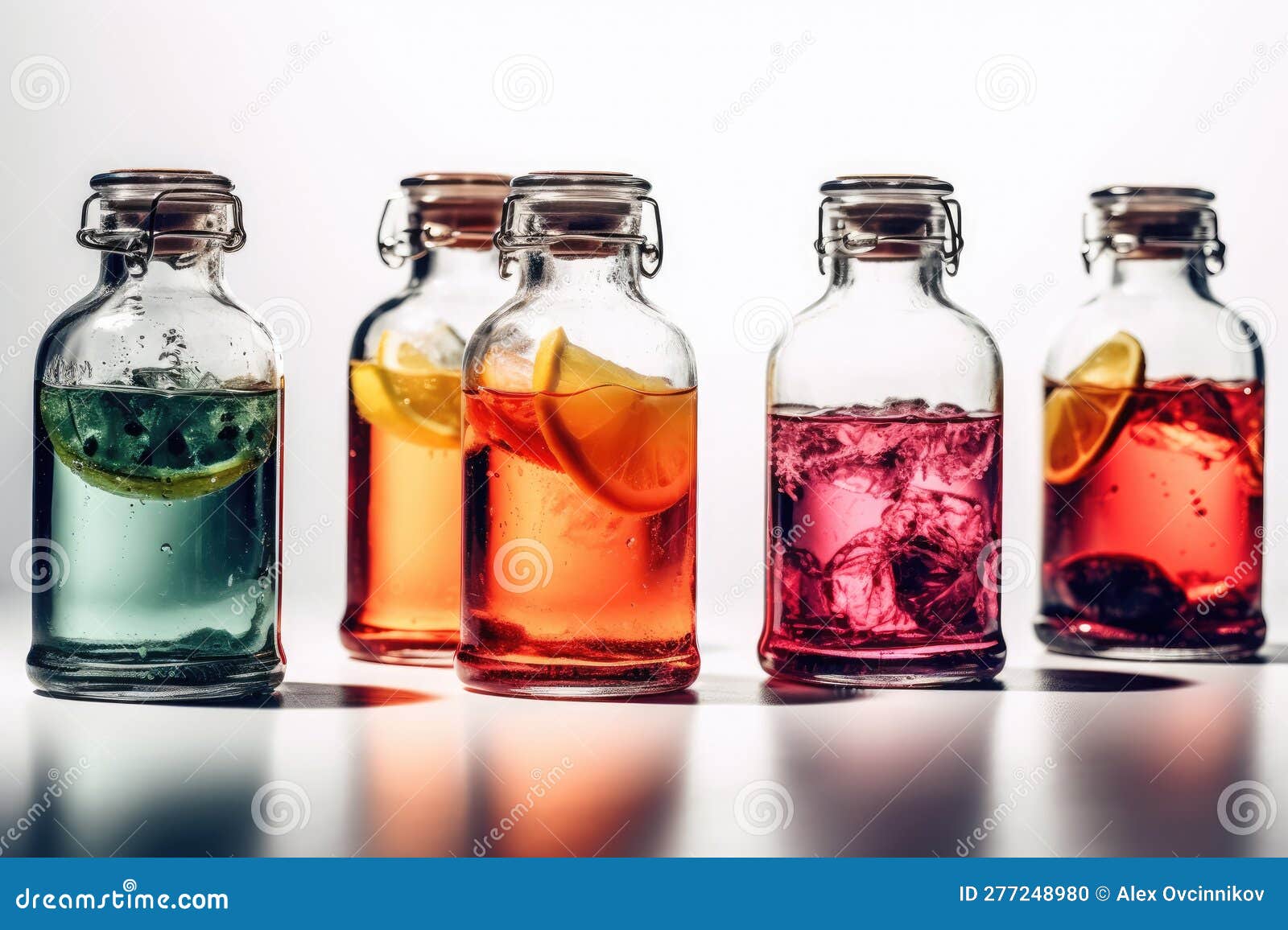 Refreshing Drinks in Isolated Flasks on White Background. Perfect for ...