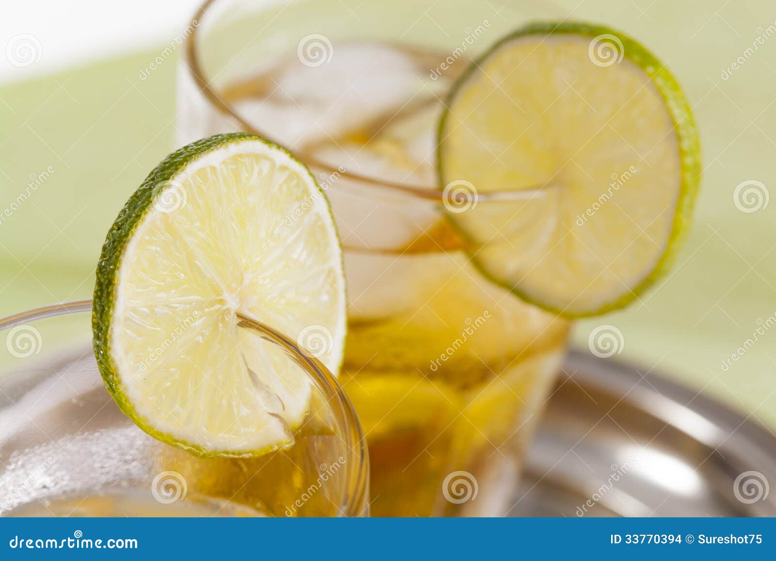 Refreshing Drinks on White Background Stock Photo - Image of plate ...
