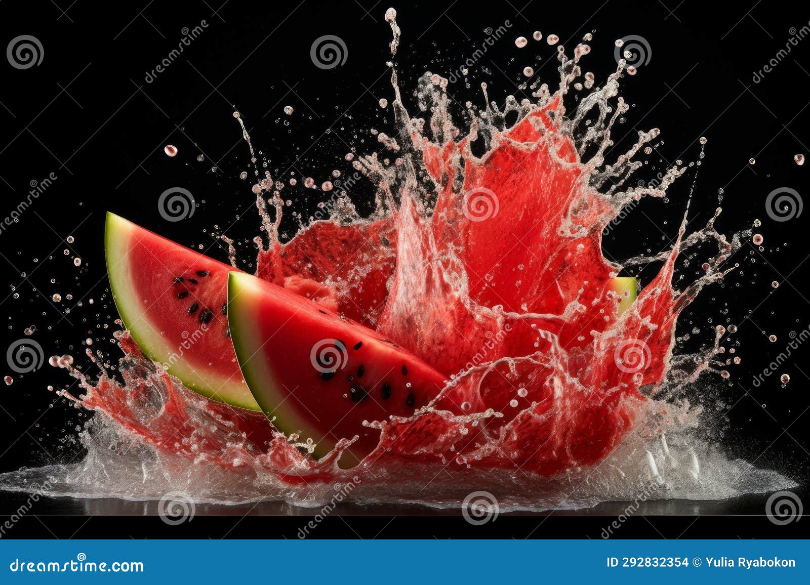 Refreshing Fresh Watermelon Exploding Pieces. Generate Ai Stock ...