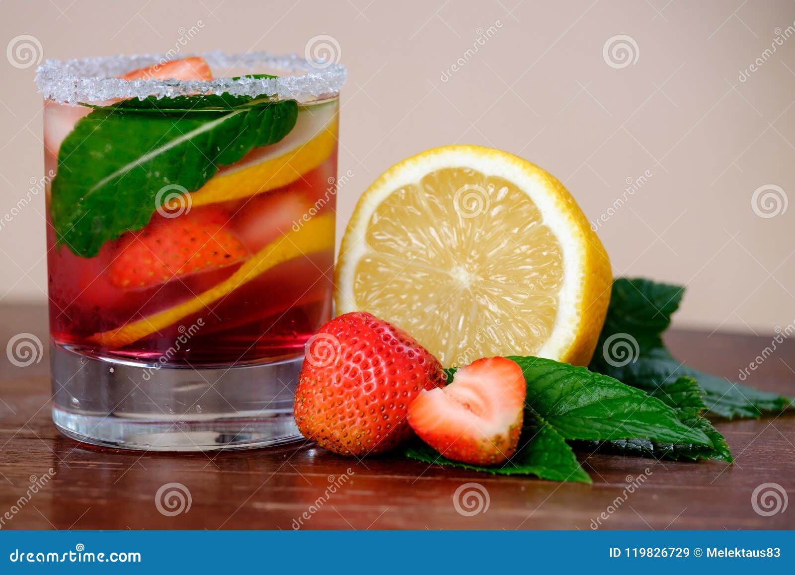 Refreshing fruit drink stock image. Image of mint, berries - 119826729