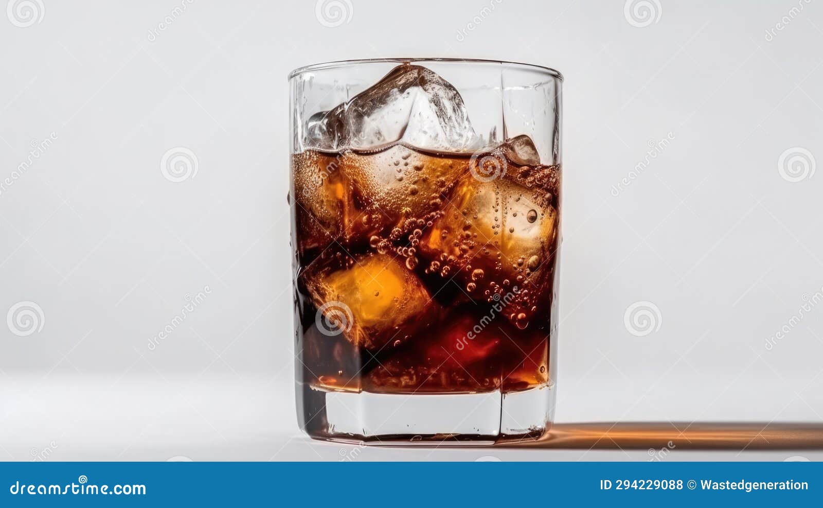Refreshing Glass of Ice-cold Cola on a Pristine White Surface, a Thirst ...