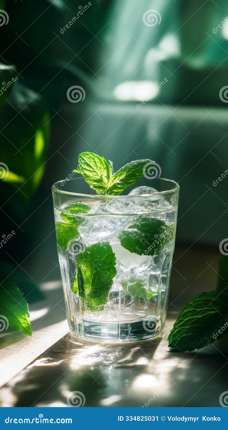 Refreshing Glass of Iced Mint Water in Sunlight, Invigorating Drink ...