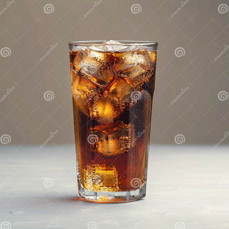 Refreshing Glass Of Soda Over Ice Perfect Thirst Quencher Stock