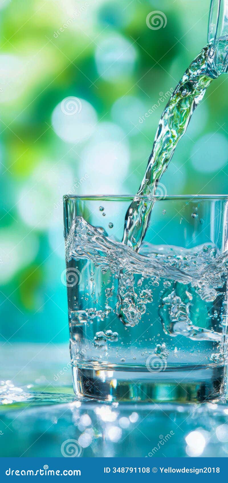 Refreshing Glass of Water with Splashing Ice on a Bright Day Stock ...
