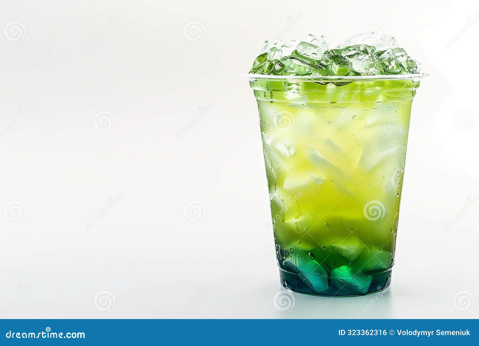 Refreshing Green Gradient Iced Tea in a Clear Plastic Cup Stock ...