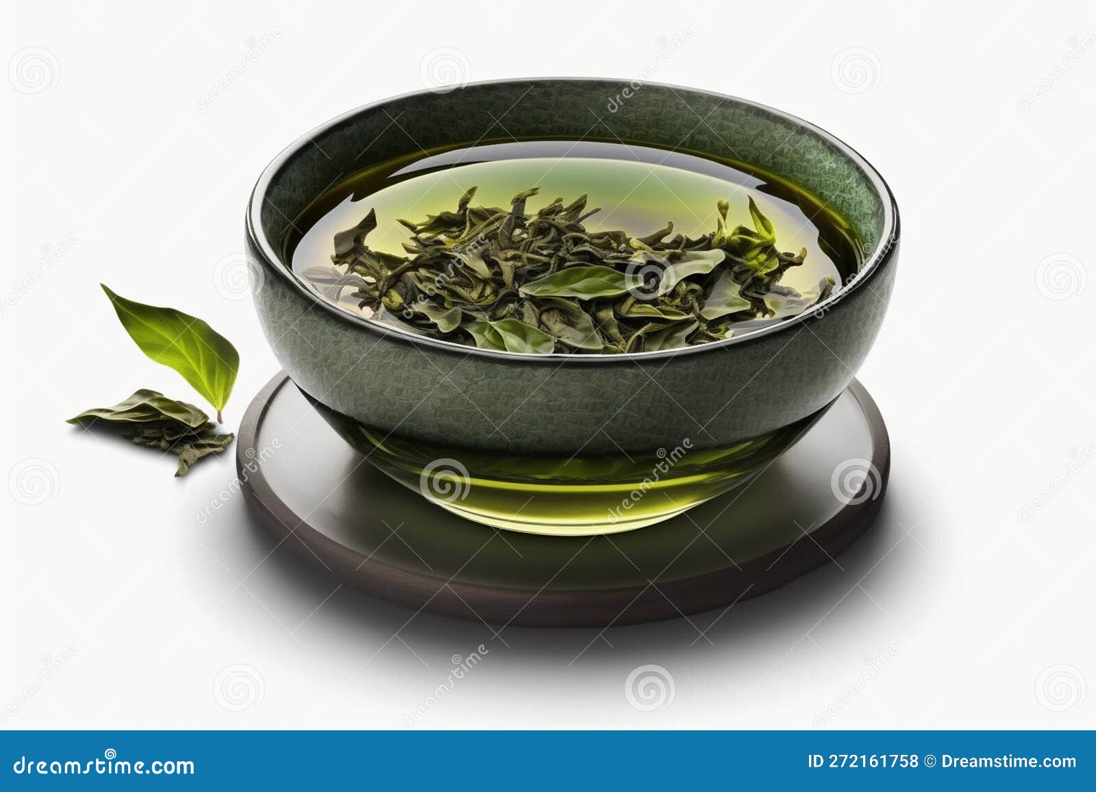 Refreshing Green Tea in a Clear Glass on White Background Stock ...