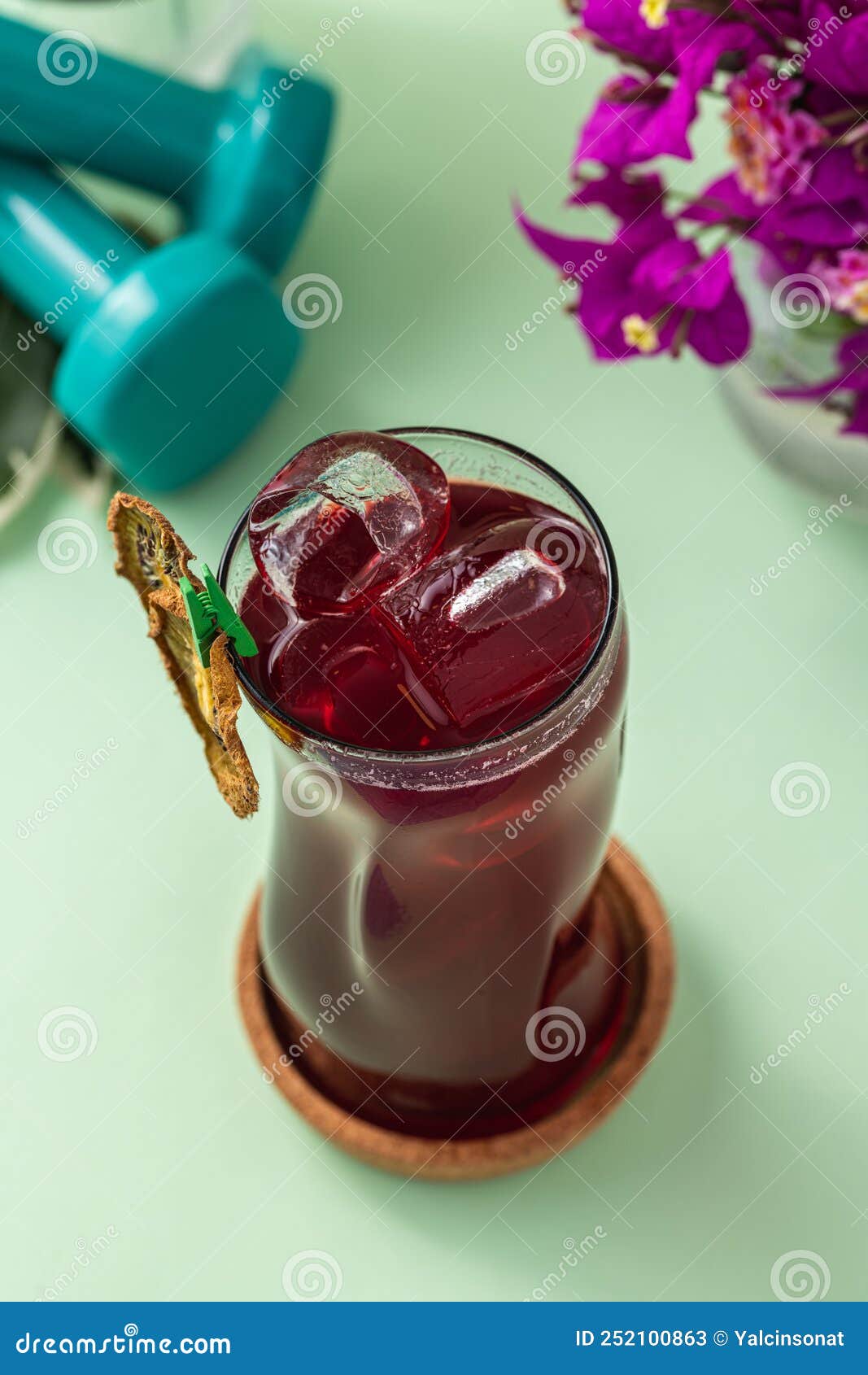 Refreshing Healthy Drink in Long Glass Cup on Light Green Background ...