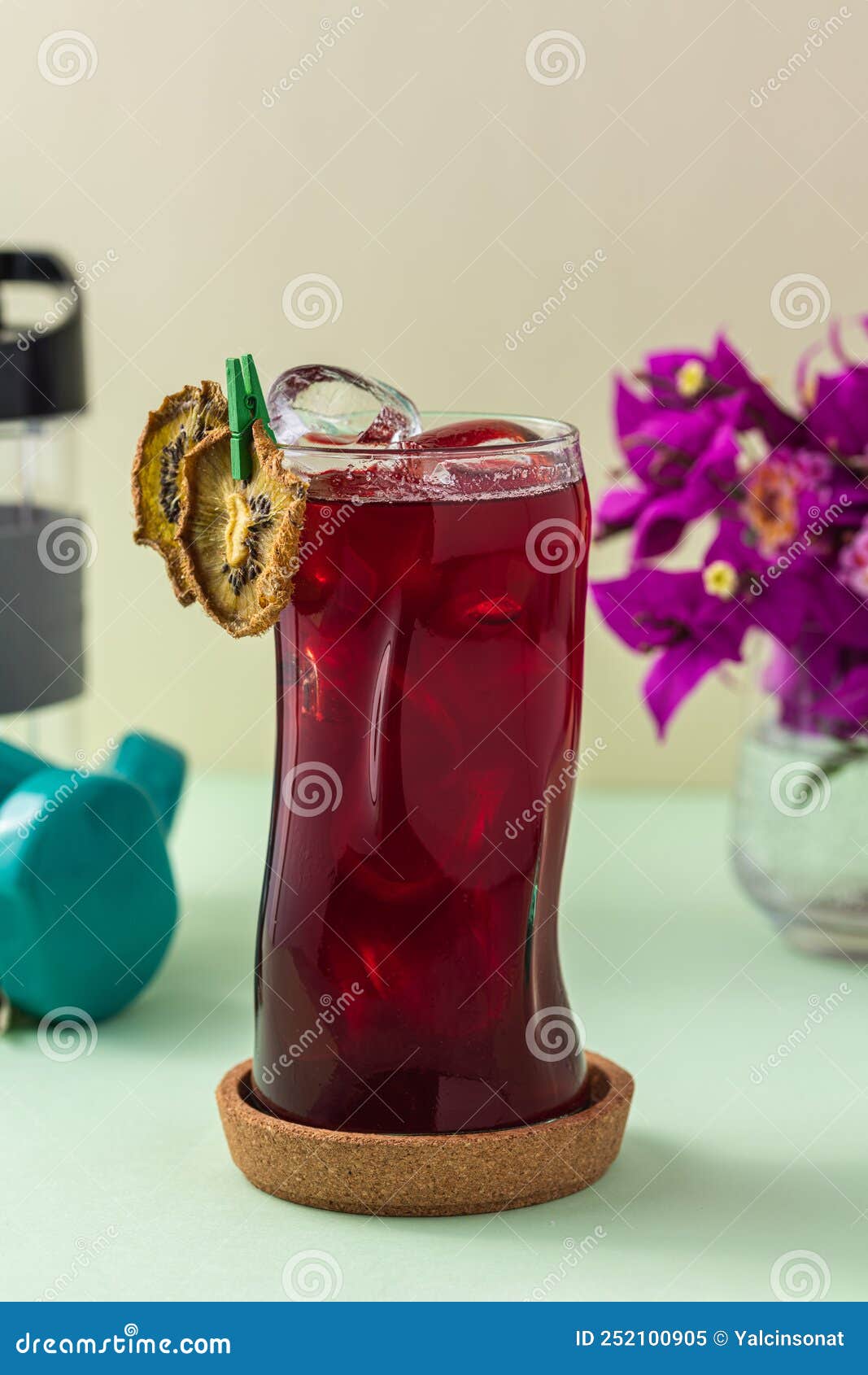 Refreshing Healthy Drink in Long Glass Cup on Light Green Background ...