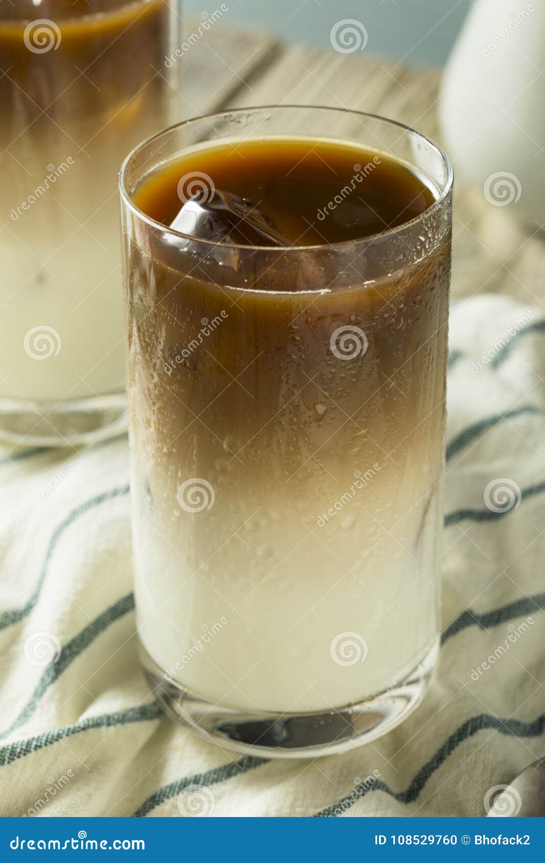 Refreshing Homemade Layered Iced Coffee Stock Photo - Image of milk ...