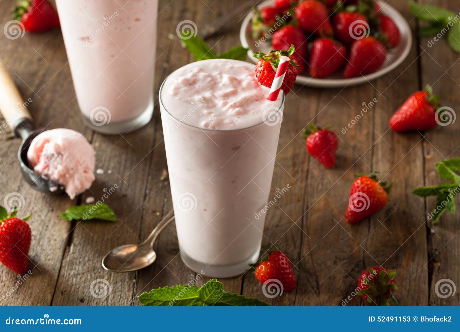 Refreshing Homemade Strawberry Milkshake Stock Image - Image of ...