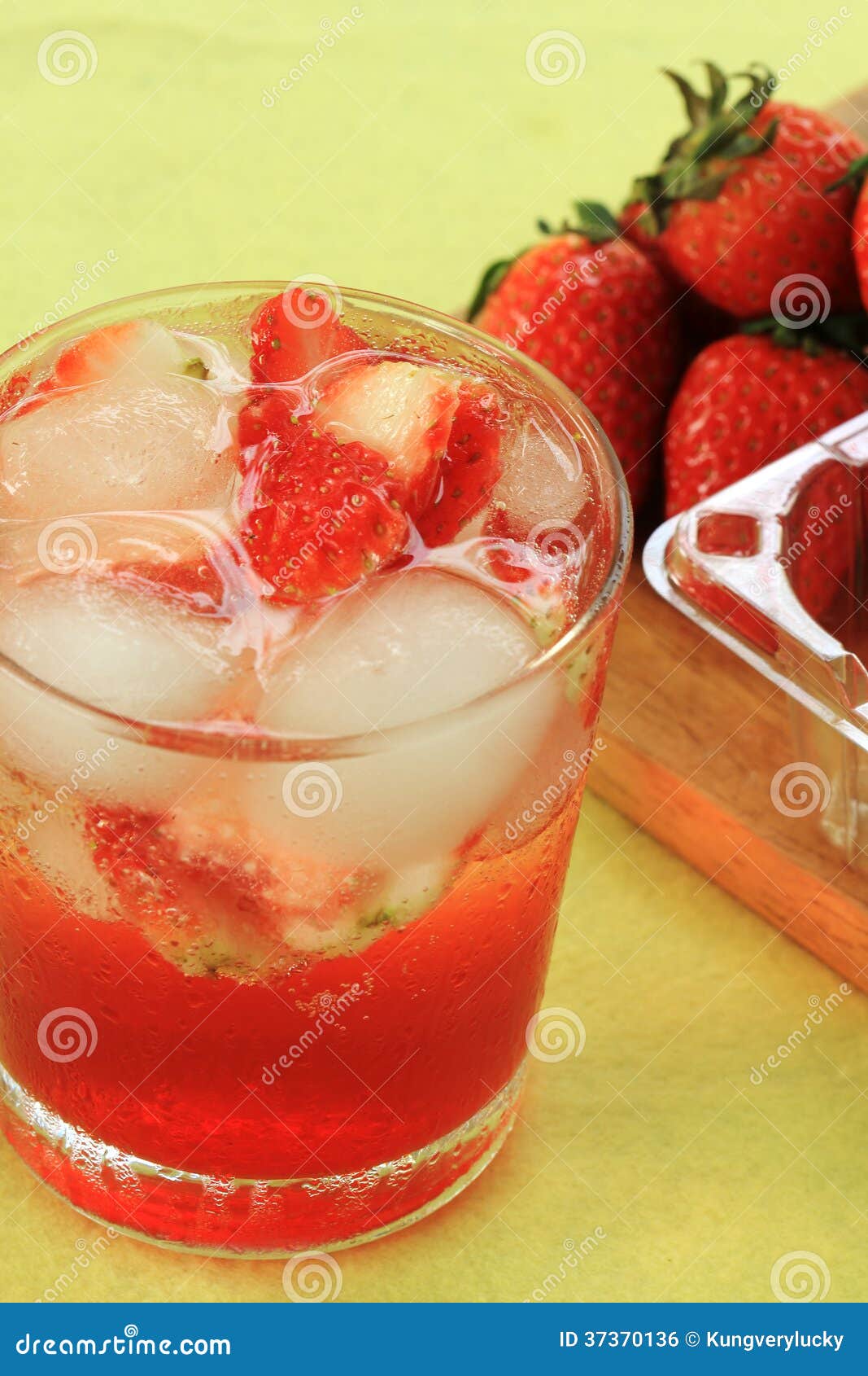 Refreshing Ice Cold Strawberry Soda Juice Stock Photo - Image of lemon ...