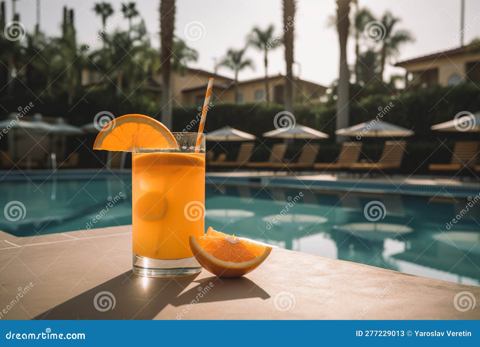 Refreshing Juice at a Luxurious Poolside Retreat. Generative AI Stock Image - Image of enjoyment ...