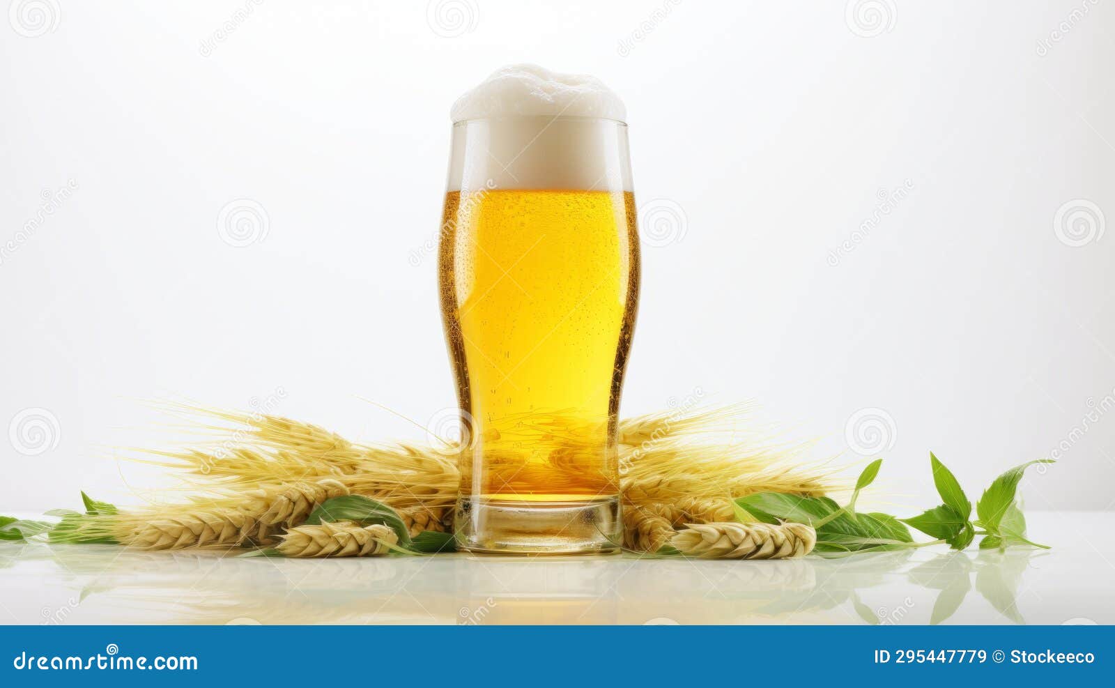 Refreshing Lager Beer with White Backdrop for Summer Picnic Stock ...