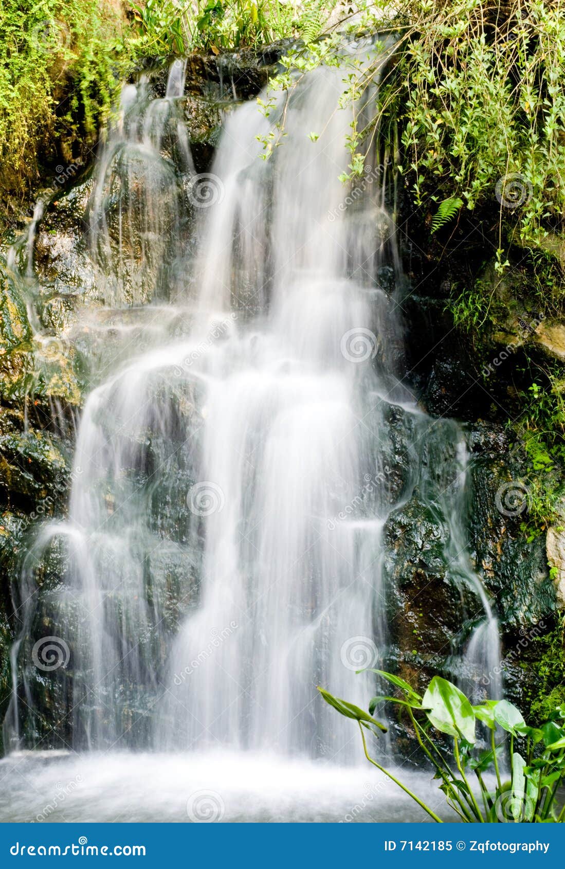 Refreshing Landscaped Waterfall Stock Image - Image of river ...