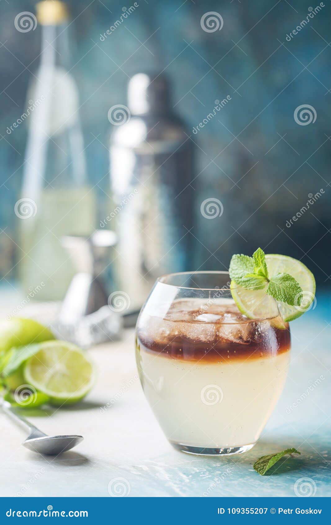Refreshing layer cocktail stock image. Image of background - 109355207