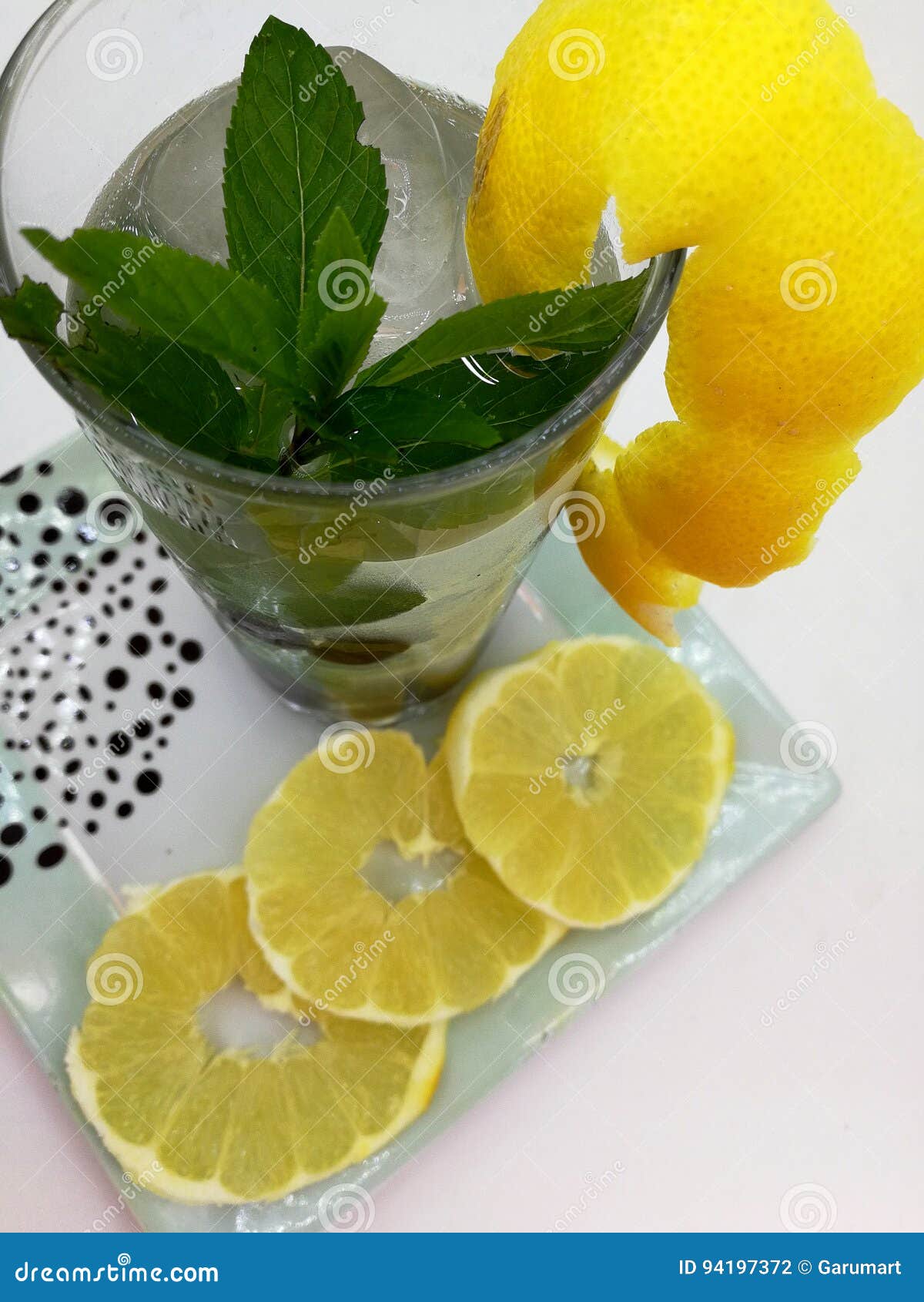 Refreshing Lemon Drink with Mint Stock Photo - Image of detox, water ...