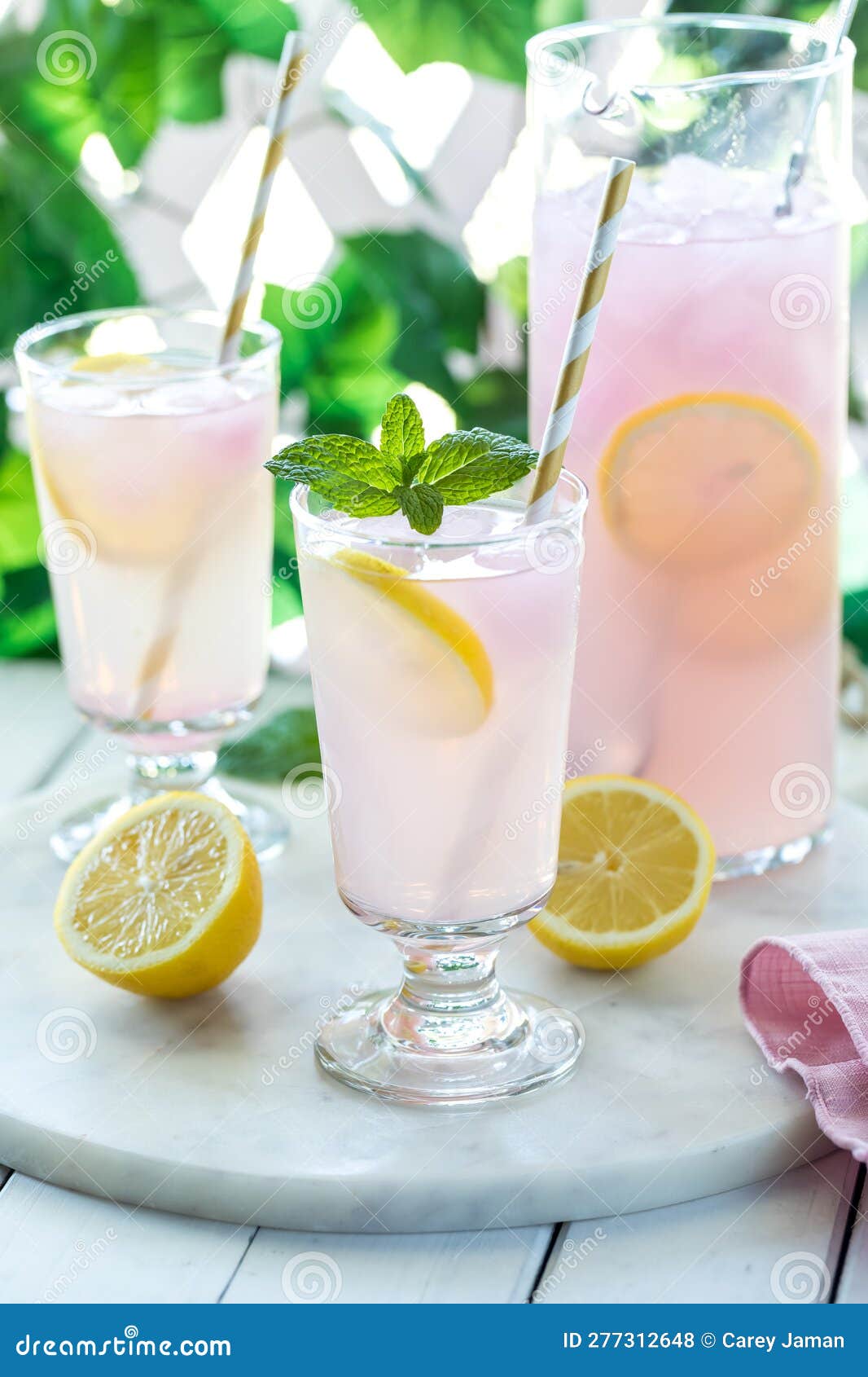 Refreshing Lemonade with Pink Lemonade Ice Cubes, Ready for Drinking ...