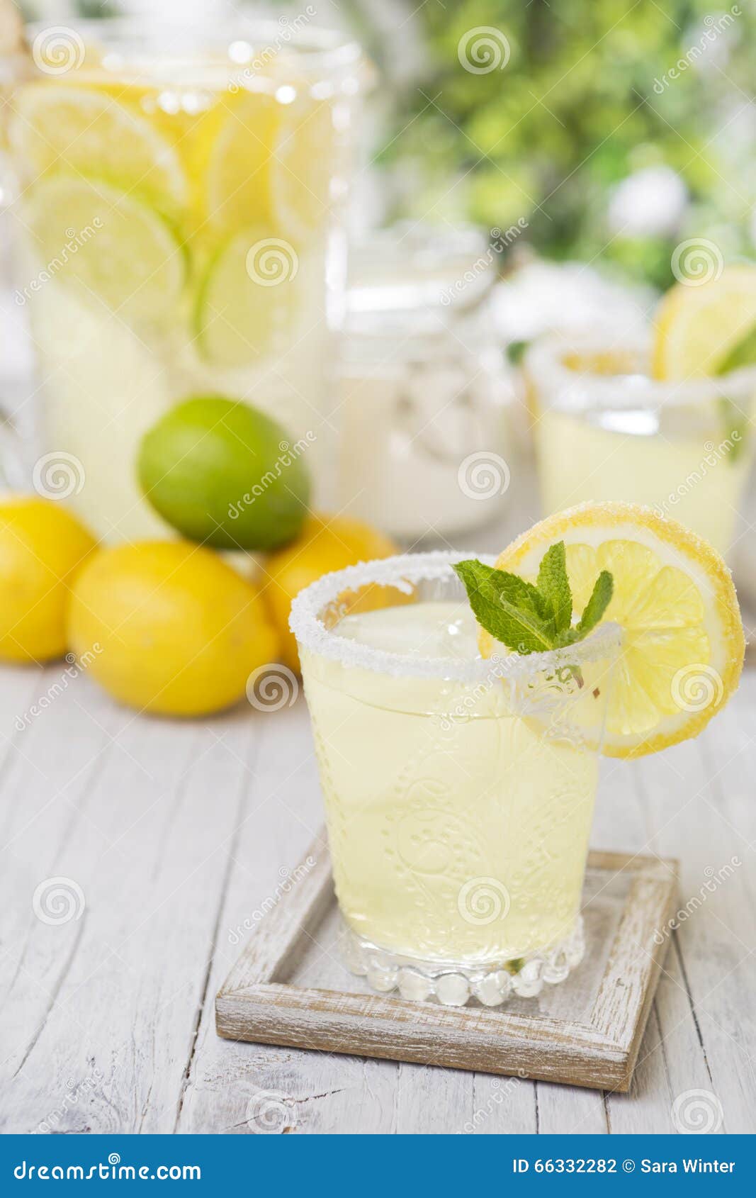 Refreshing Lemonade on a Rustic Outdoor Table Stock Photo - Image of ...