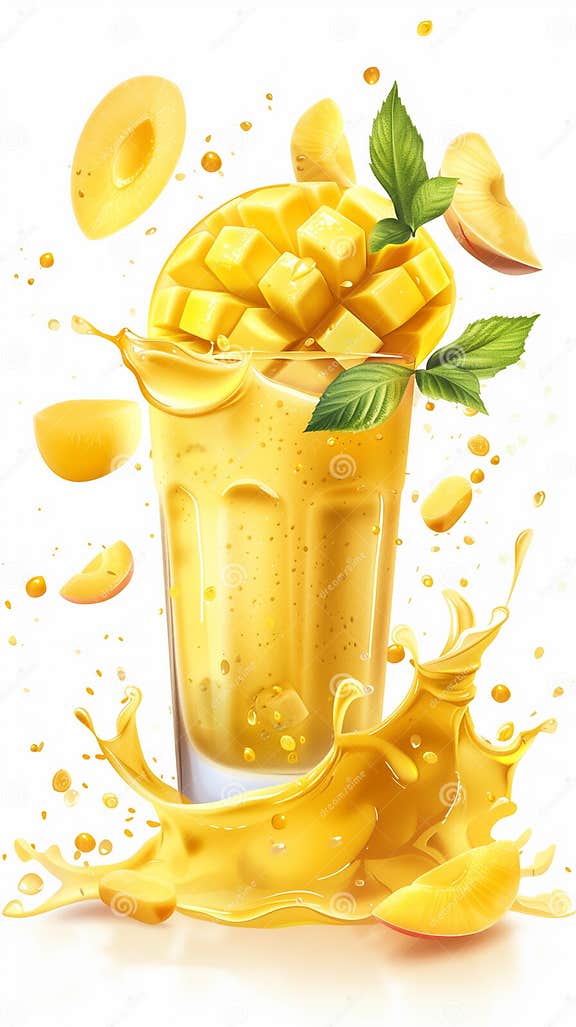 Refreshing Mango Cocktail with Mango Slices and Splashes. Perfect for ...