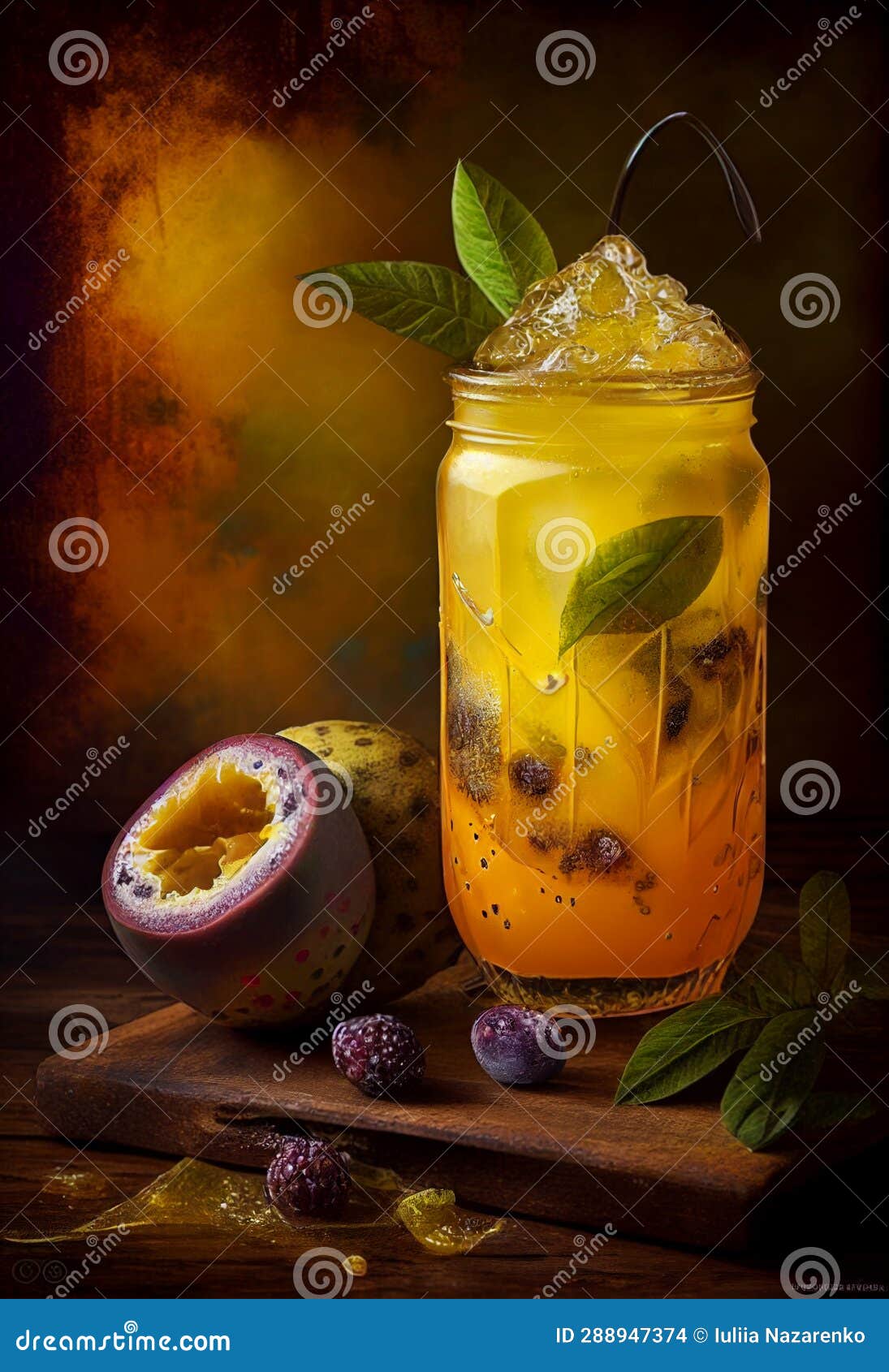 Refreshing Mango and Passion Fruit Lemonade. AI Generated Stock Photo ...