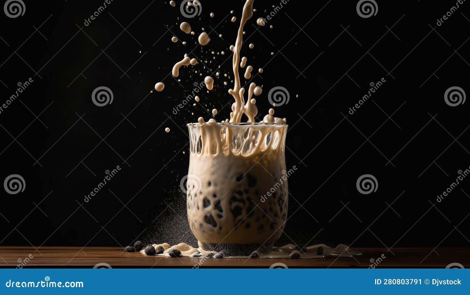 Refreshing Milkshake Splashing on Wooden Table, Gourmet Dessert ...