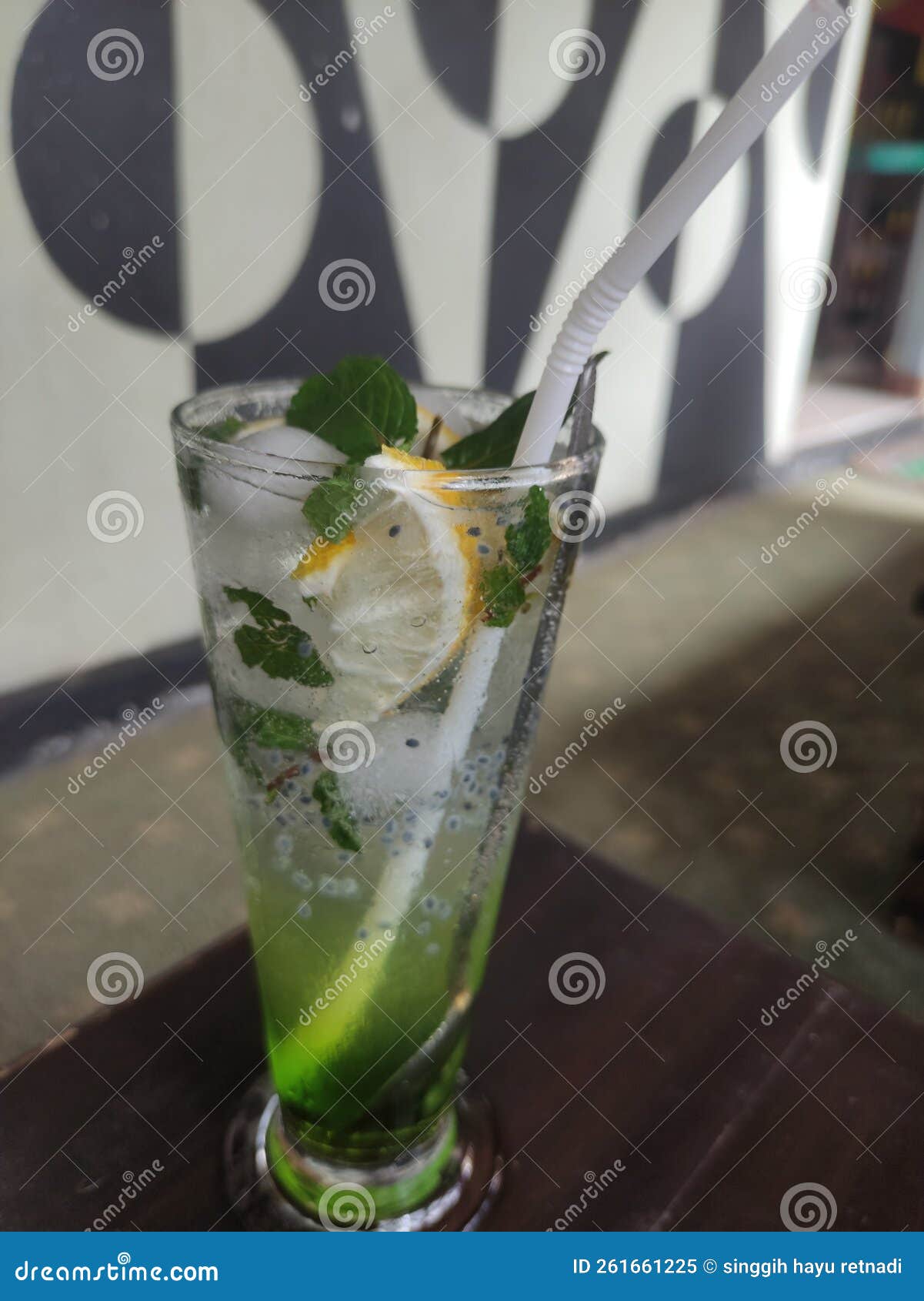 Refreshing Mojito Drink with Lemon Soda Syrup and Mint Leaves Stock ...