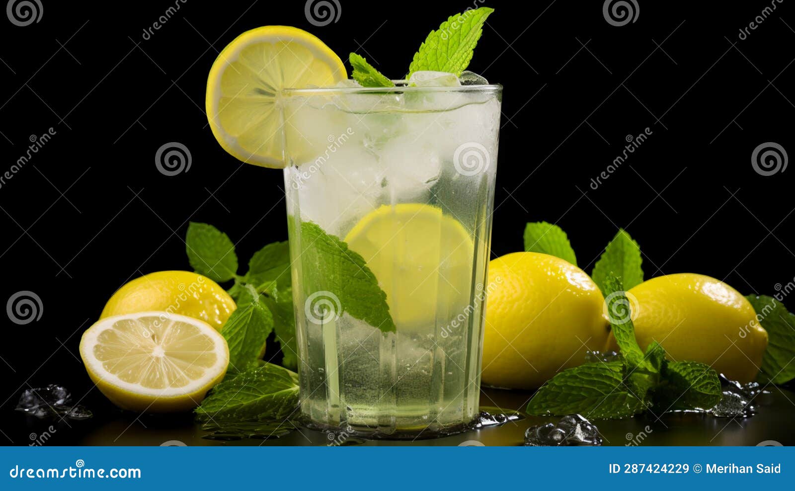 A Refreshing, Overflowing Glass of Ice-cold Lemonade, AI Generative ...